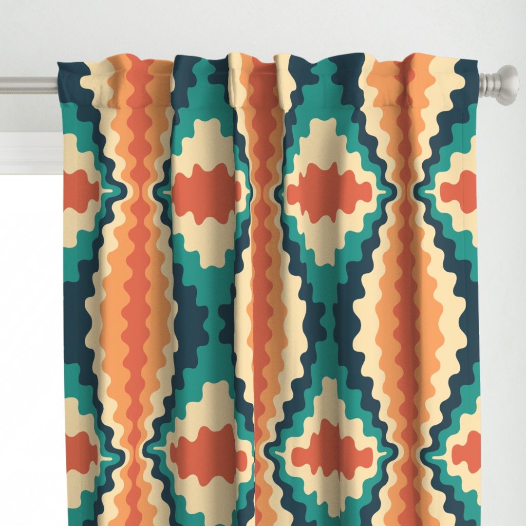 Psychedelic Curtain Panel - 70s Retro Wave by Littlerhodydesign - Retro ...