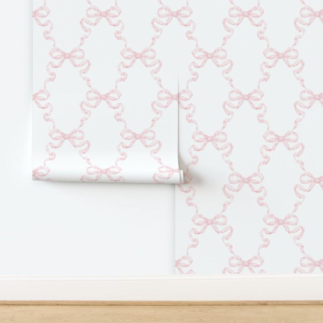 Pink Trellis Non-pasted Wallpaper - Hannah Ribbon by Danika_herrick ...