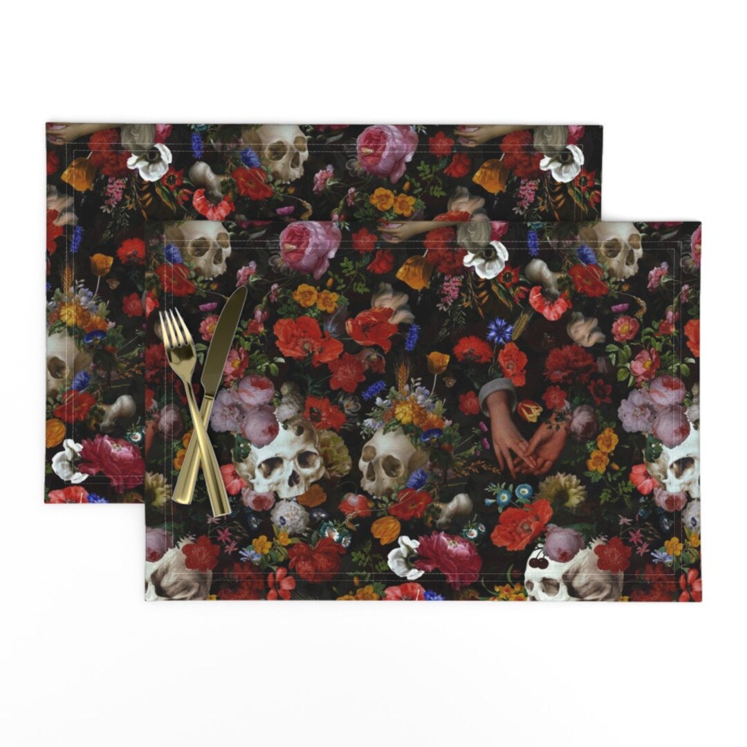 Gothic Skulls Placemats set of 2 Skulls and Antique - Etsy