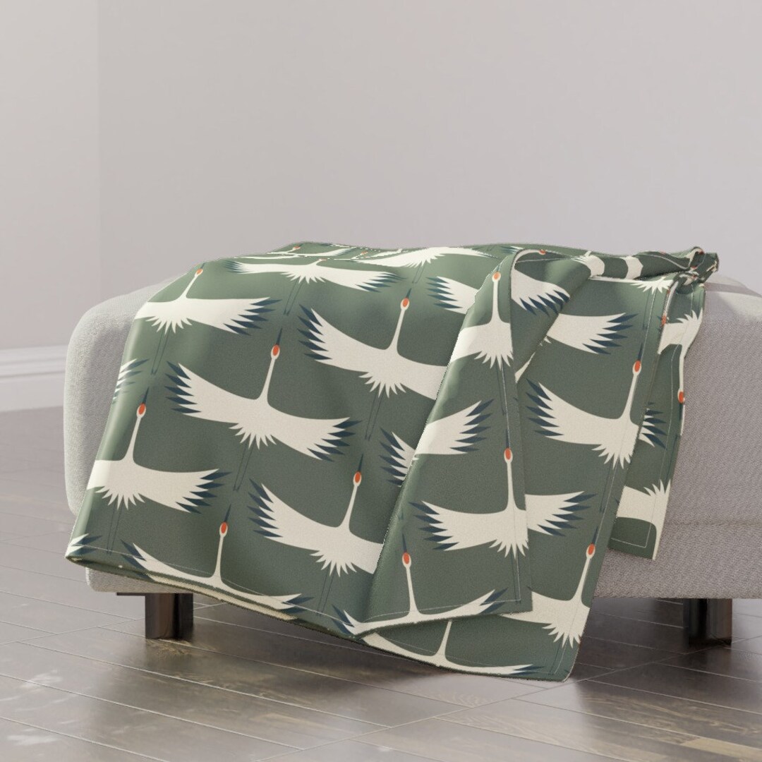 Art Deco Cranes Throw Blanket Whooping Crane Migration by - Etsy