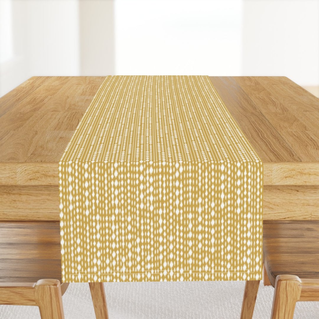 Spots Table Runner - Yellow White Stripes by Earthandloredesignco ...