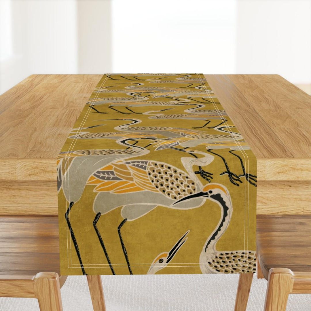 Gold Chinoiserie Table Runner - Deco Cranes by Shellyreneedesigns ...