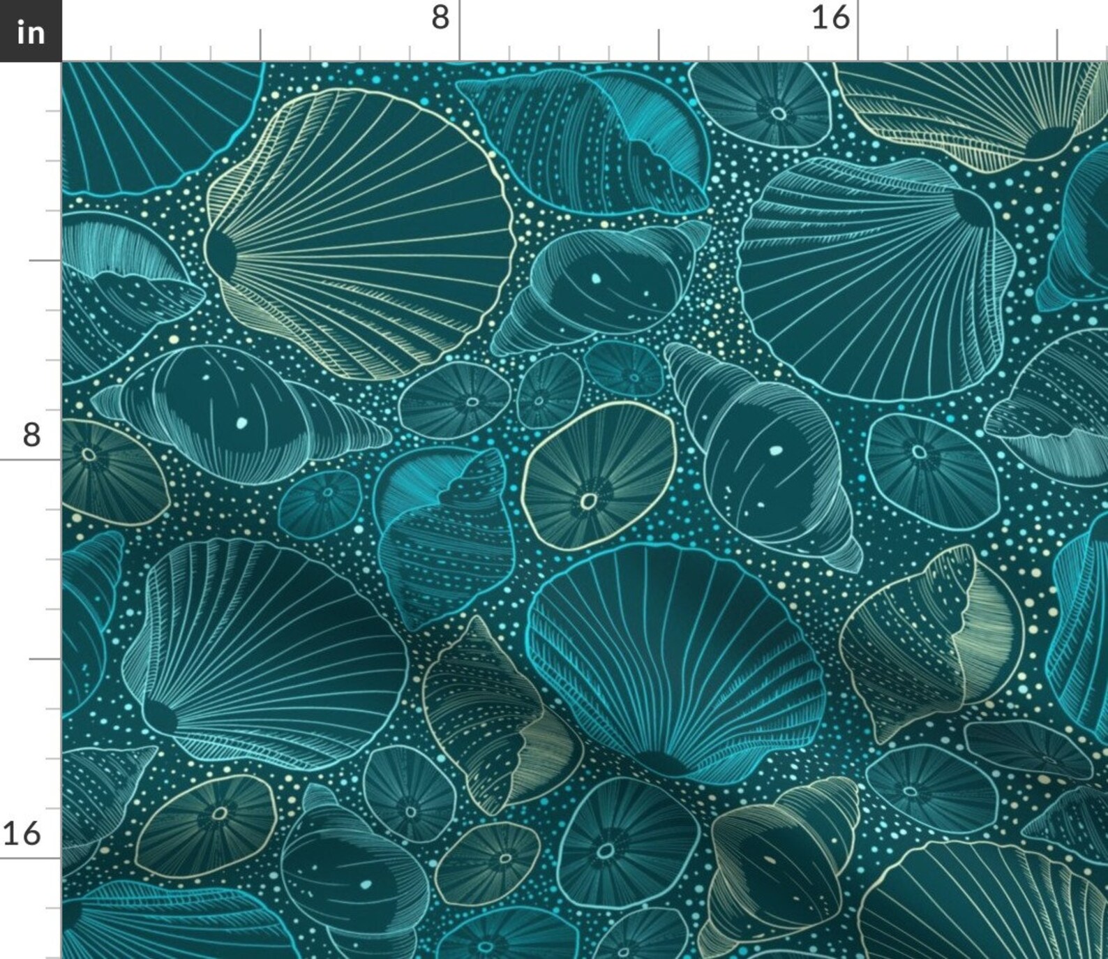 Teal Shells Curtain Panel Turquoise Sea Shells by - Etsy