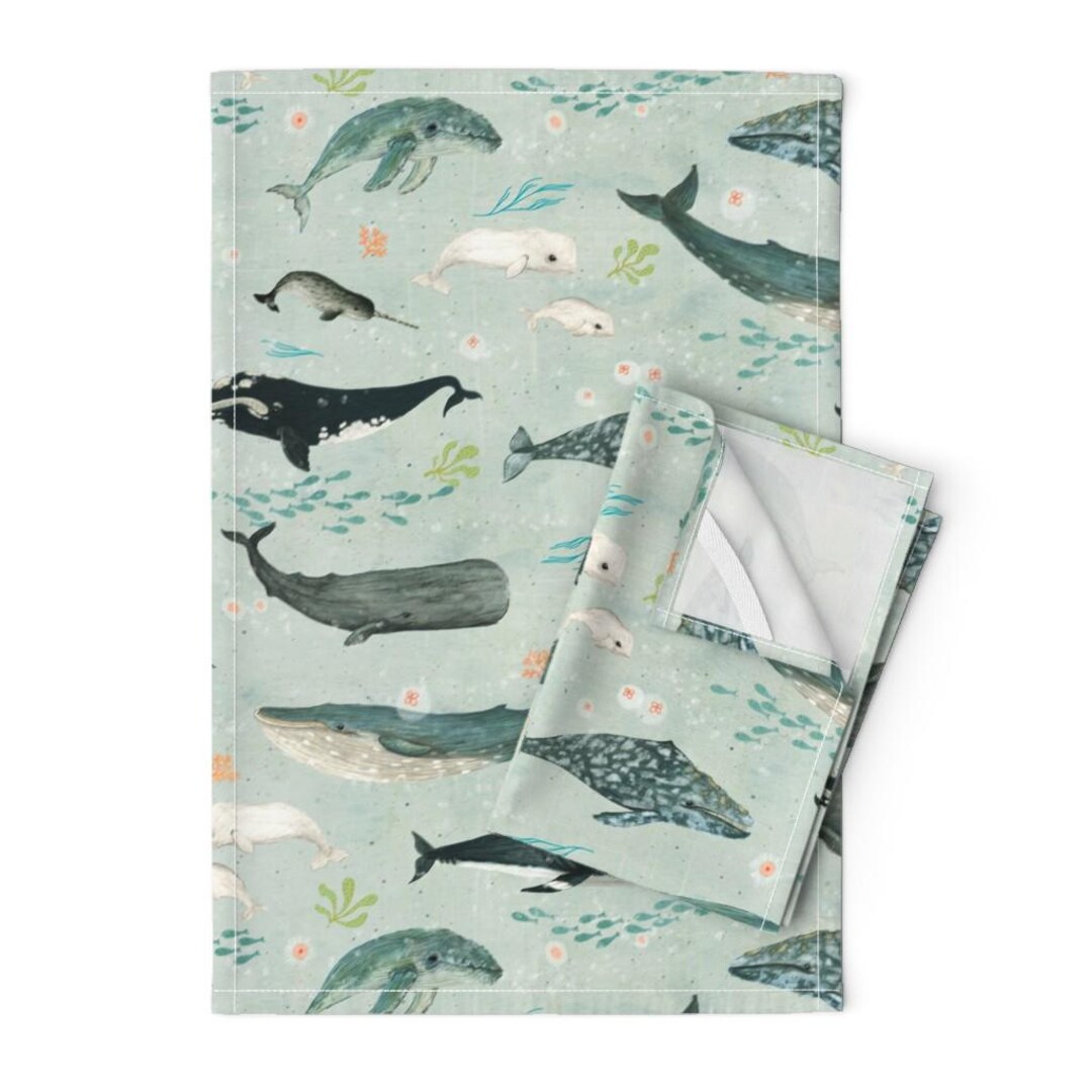 Whales Tea Towels (set of 2) - Whale Whispers by Katherine_quinn ...
