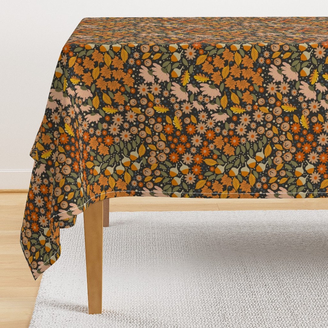 Ditsy Autumn Flowers Tablecloth Autumn Botanical Florals by Zucyaksa ...