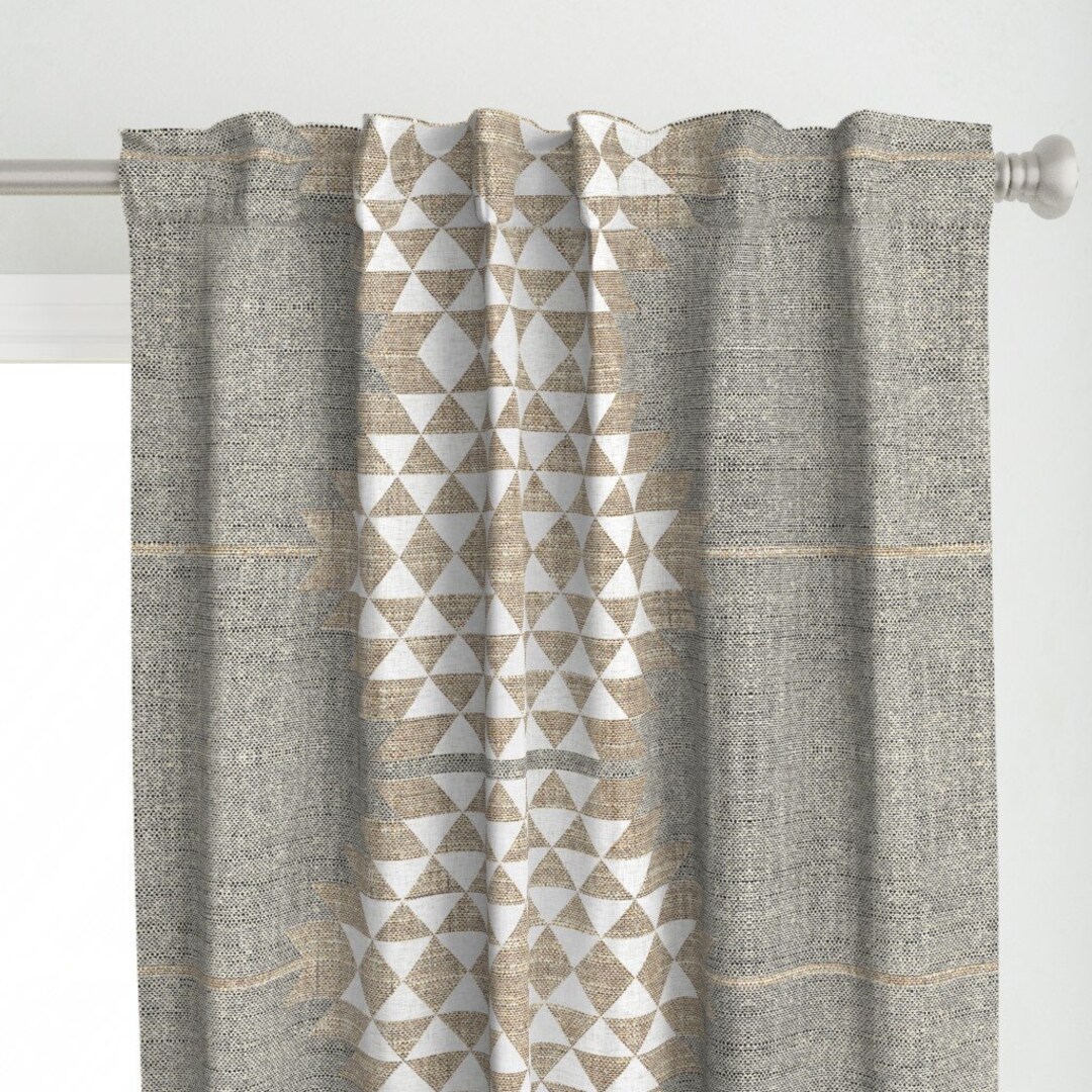 Neutral Geometric Curtain Panel - Southwestern Desert Diamond Geo ...