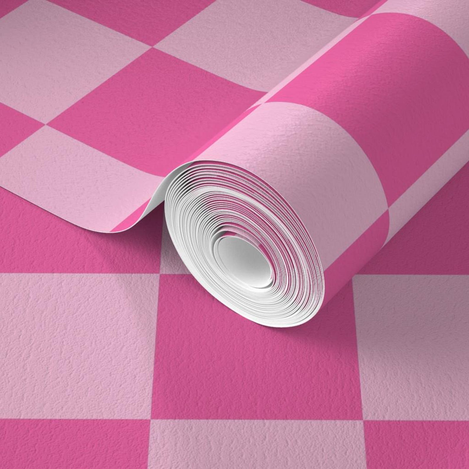 Bright Retro Check Non-pasted Wallpaper Bubblegum Hot Pink - Pink ...