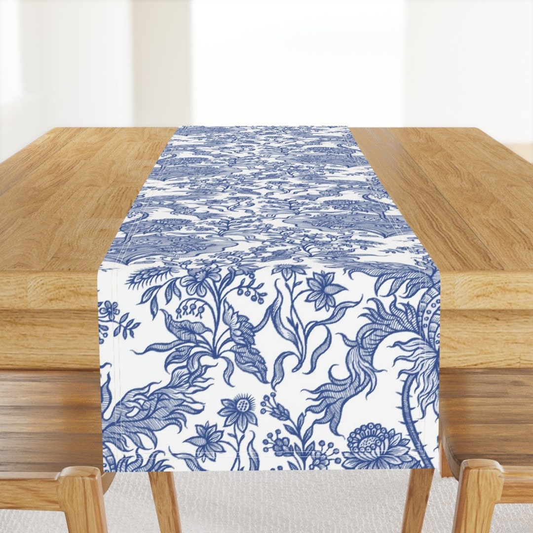 Chintz Floral Table Runner - Dutch Ware by Peacoquettedesigns - Blue ...