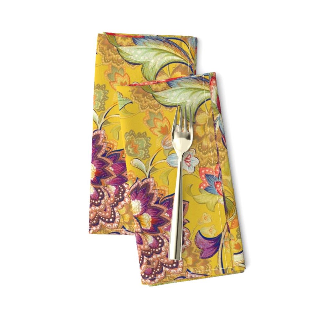 Chinoiserie Dinner Napkins Set of 2 - Nature Traditional Floral Red ...