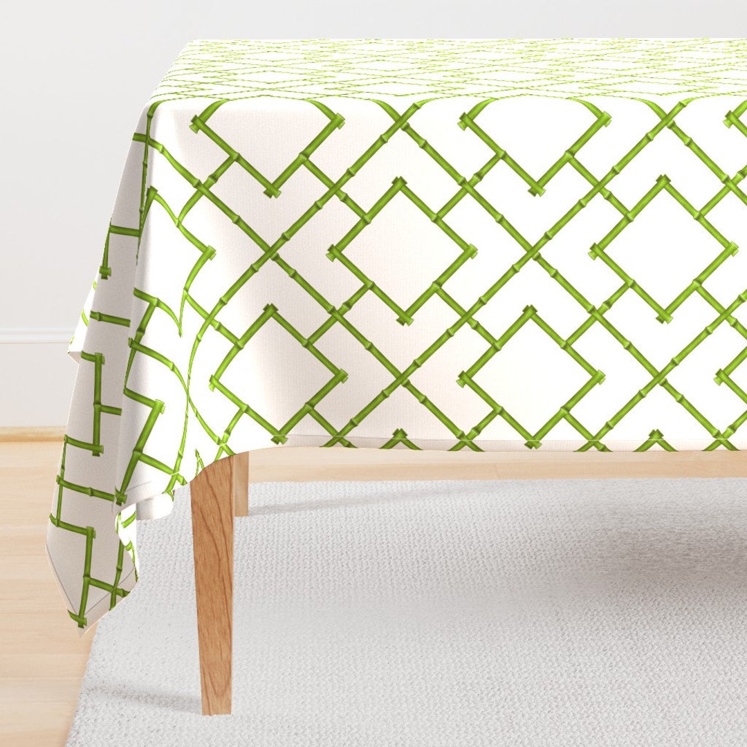 Chinoiserie Tablecloth Osaka Trellis by Willowlanetextiles Spring Green ...