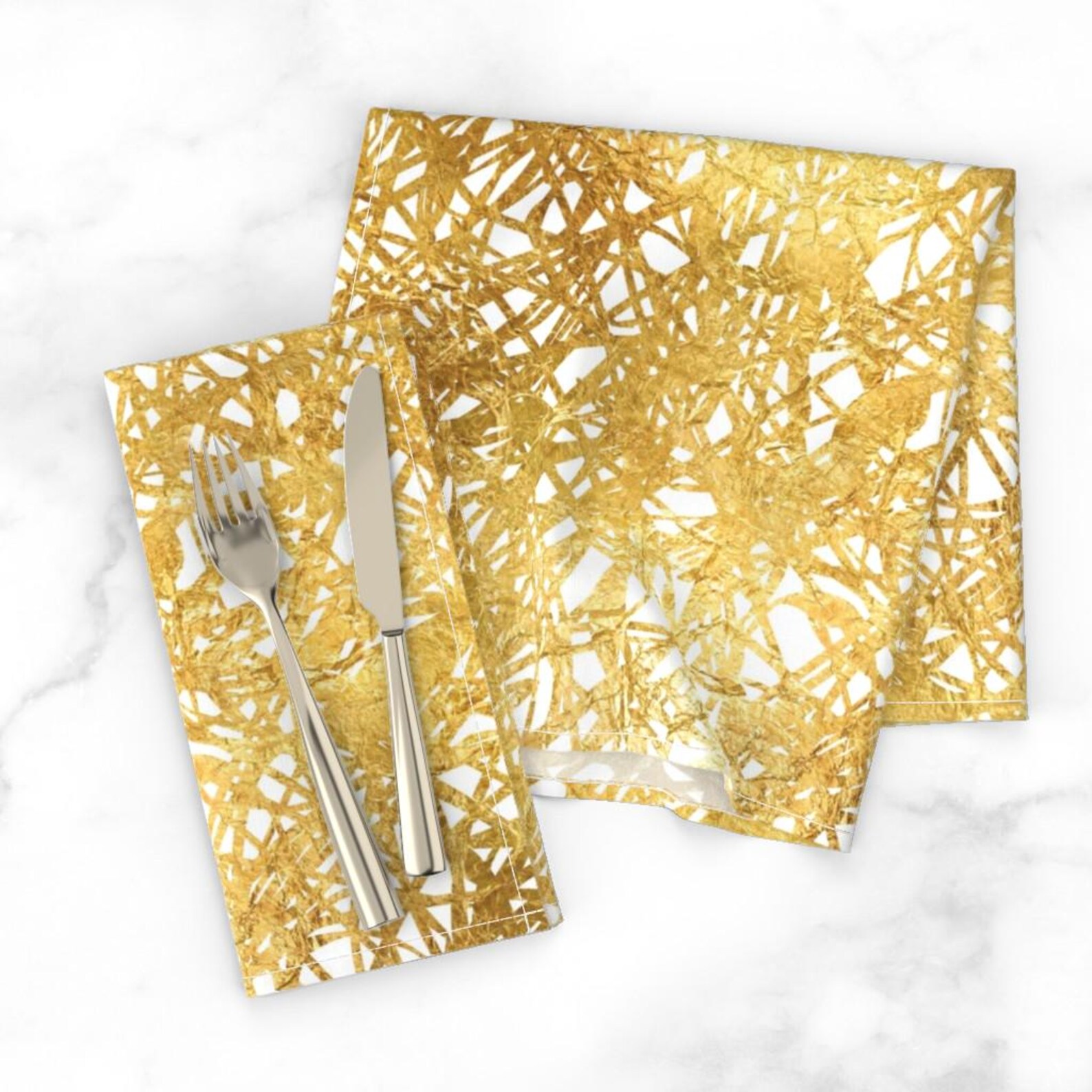 Faux Gold Scribble Dinner Napkins Set of 2 - Abstract Doodles Metallic ...