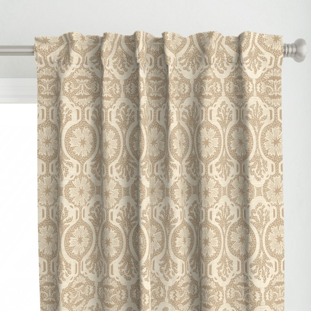 Neutral Damask Curtain Panel - Sandy Brown Victorian by Jen_owens ...