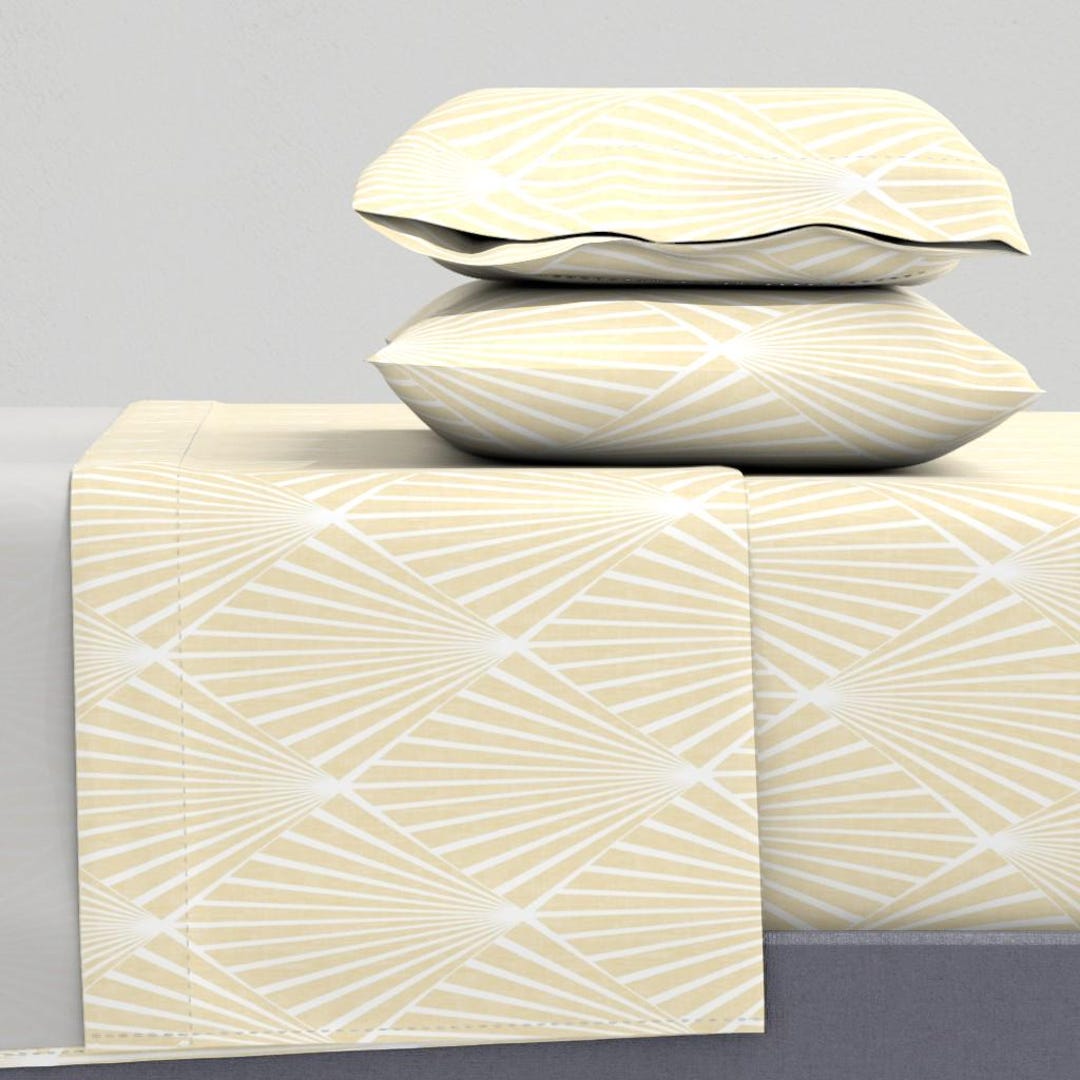 Neutral Art Deco Sheets - Art Deco by Kimsa - Soft Gold Geometric ...
