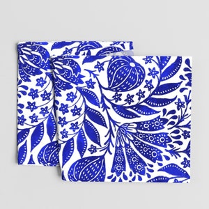 Cobalt Blue Table Runner Fig Garden Blues by De_koro - Etsy