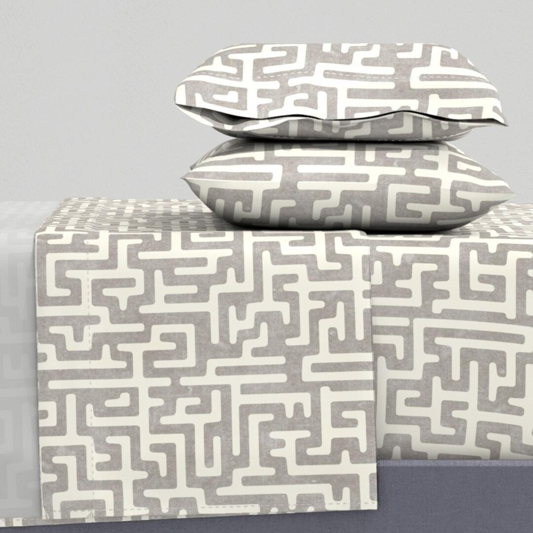 Neutral Earth Tone Sheets Mud Cloth Maze by Littlearrowdecor Monochrome ...
