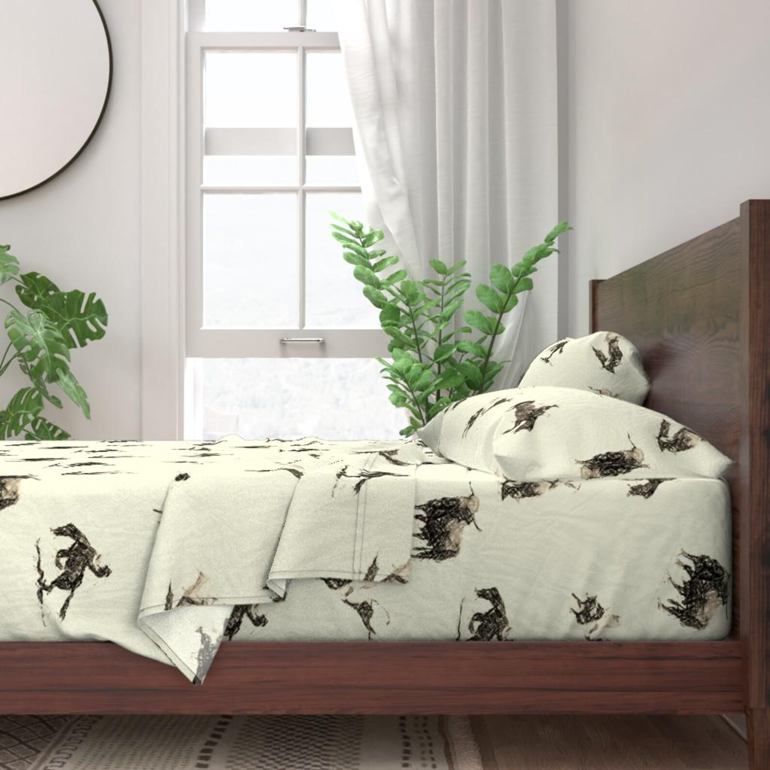 Rodeo Sheets - Ride'm Cowboy Toile by Redmares - Sepia Toned Old West ...