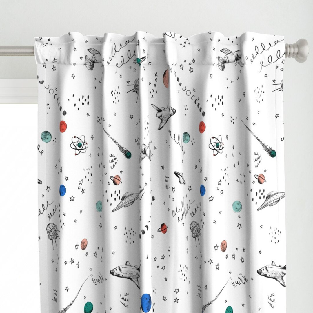 Outer Space Curtain Panel - Space Travel Planet Interstellar Astronomy ...
