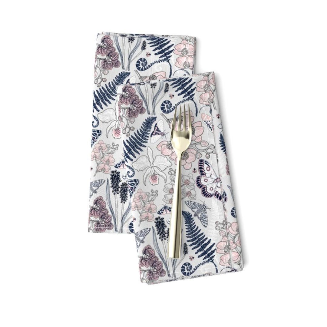 Orchid Florals Dinner Napkins Set of 2 - Moths Butterflies Tropical ...