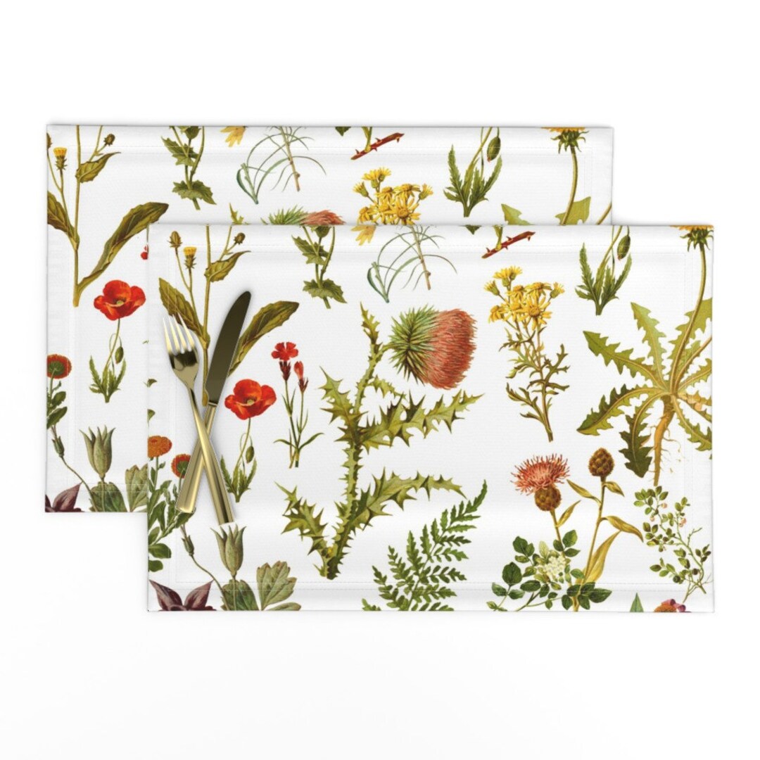 Wildflower Placemats set of 2 Vintage Botanical - Etsy