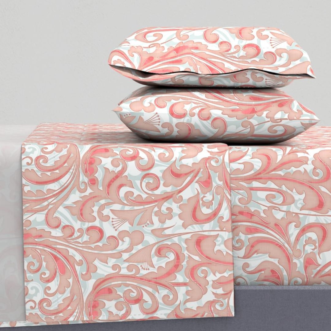 Romantic Pink Sheets Rococo Rose by Spellstone Arts and Crafts Large ...