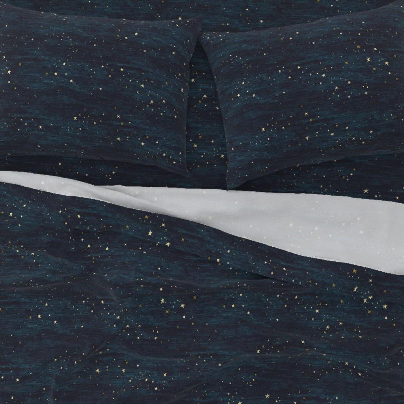 Nighttime Stars Sheets - Night Sky Stars Midnight Blue by At_the ...