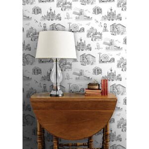 New York City Non-pasted Wallpaper Landmarks Black and White - Brooklyn ...