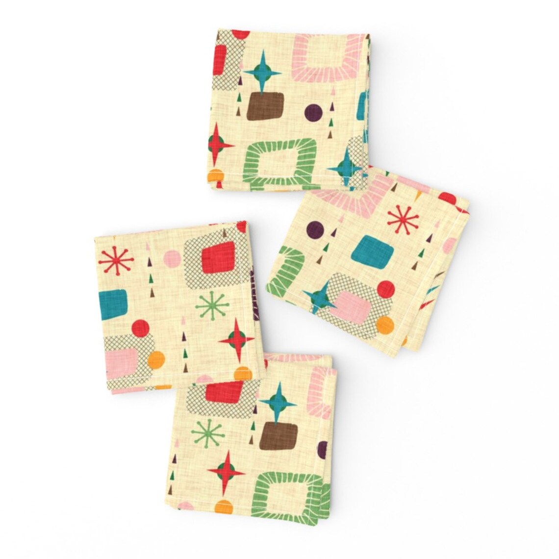 Retro 1950s Cocktail Napkins set of 4 1950s Atomic Pattern | Etsy