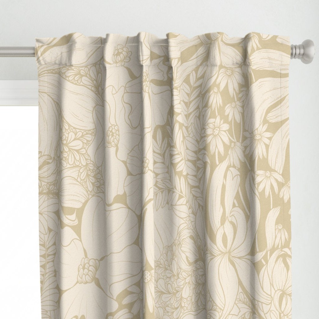 Dogwood Botanical Curtain Panel Flower Flow Beige by Lidiebug Magnolia ...