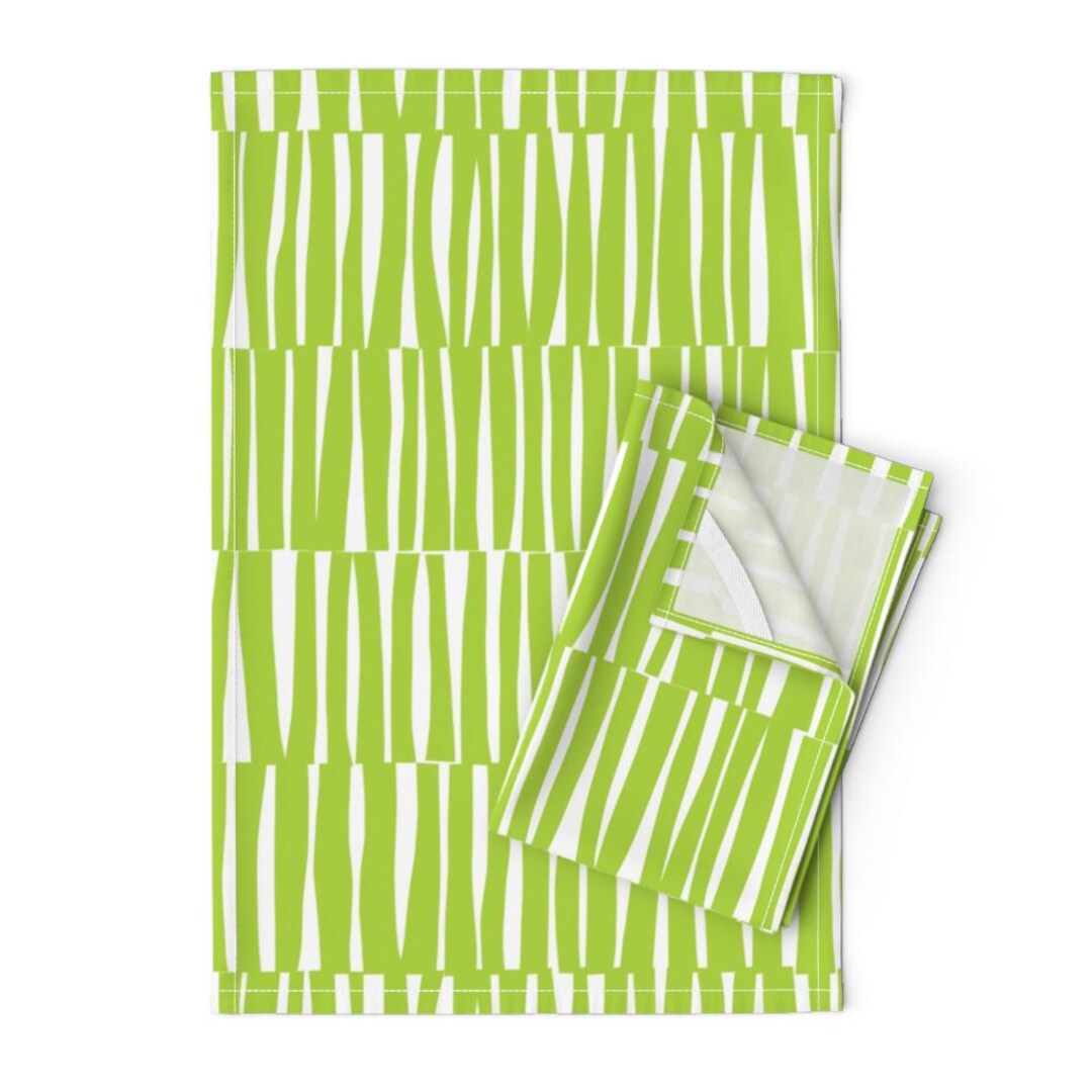 Geometric Stripe Tea Towels (set of 2) - Geometric Lime by Hitomikimura ...