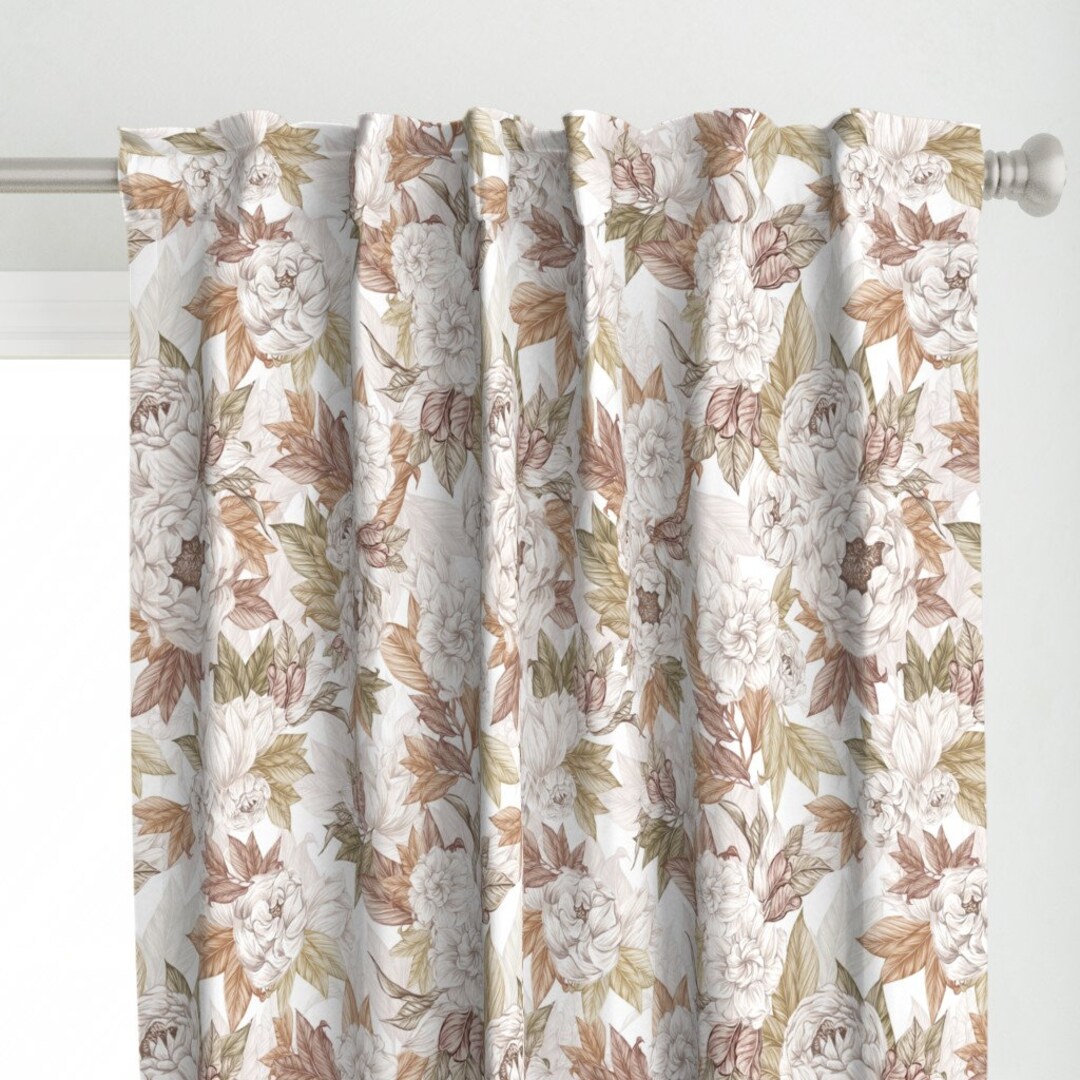 Romantic Floral Curtain Panel - Romantic Sweet Peony by Smokeinthewoods ...