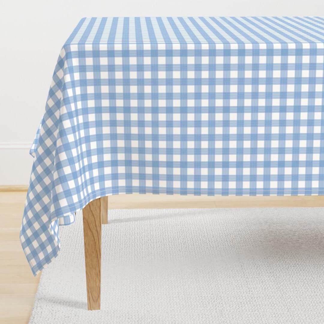 Blue Tablecloth - Sky Gingham by Kirstudio - Plaid Country Gingham Sky ...