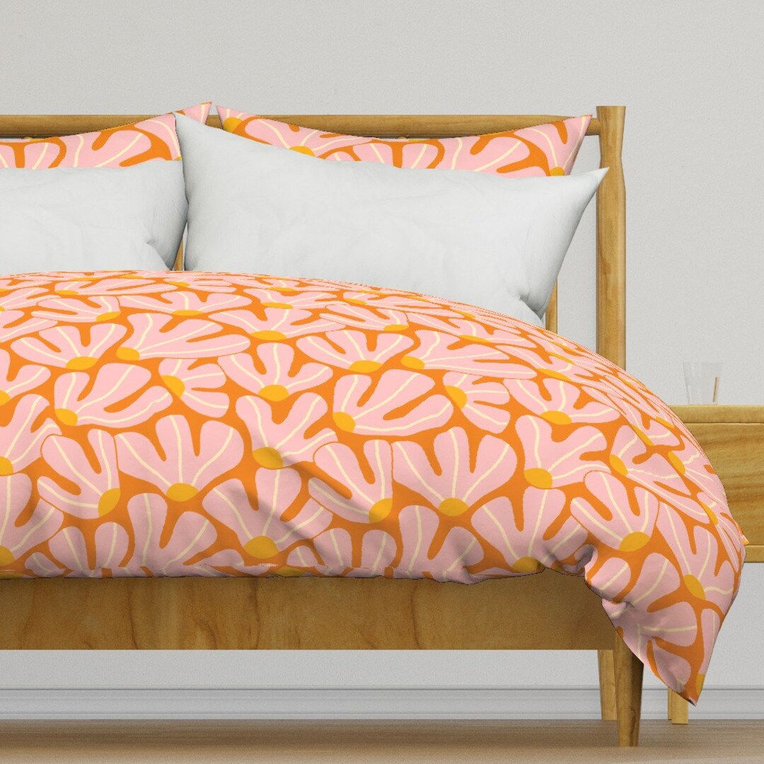 Funky Flowers Duvet Cover Disco Revival by Stephaniewest Retro Orange ...