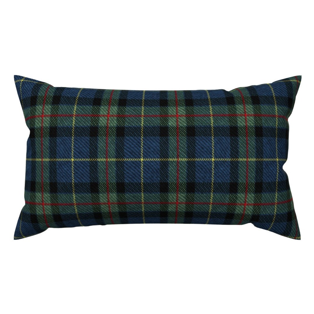 Plaid Lumbar Pillow - Blue Tartan Traditional Scotland Scottish ...