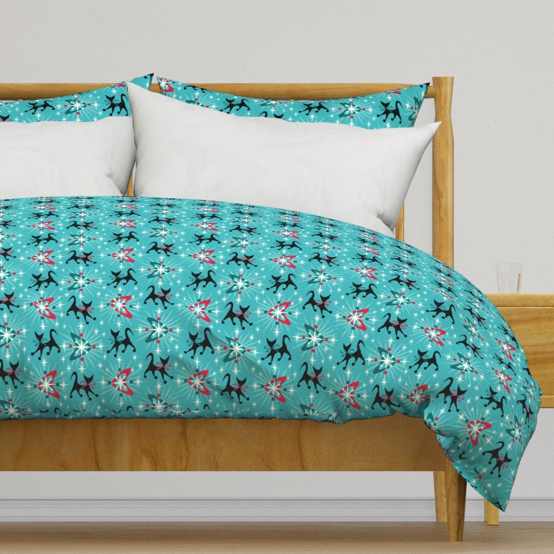 Atomic Age Boomerang Bedding Retro Cats by Studioxtine Cats on ...