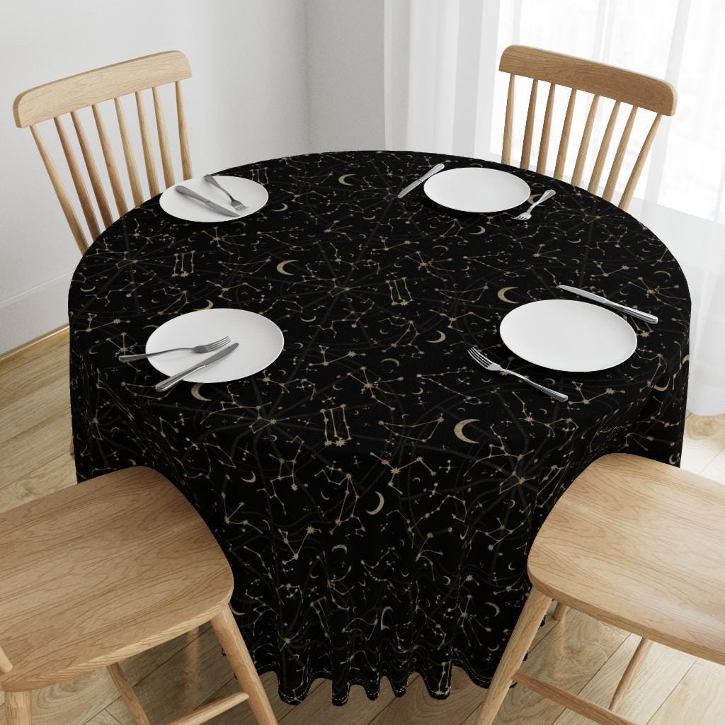 Stars Tablecloth - Gold Zodiac Constellations by Yesterdaycollection ...