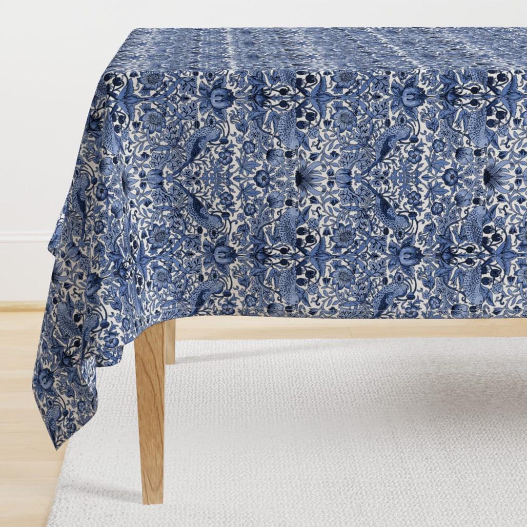 William Morris Tablecloth - Strawberry Thief Blue by Peacoquettedesigns ...