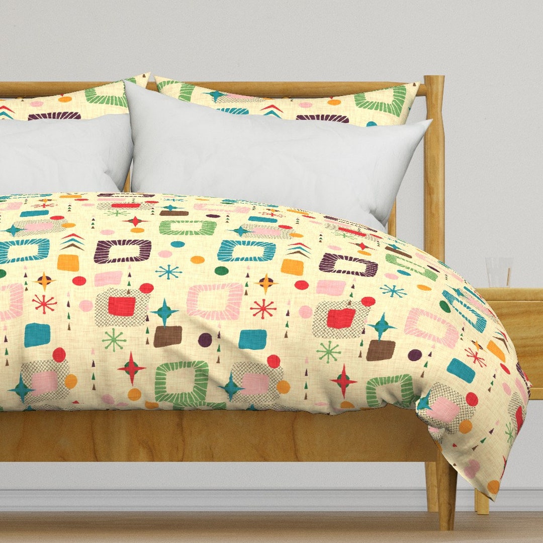 Retro Mod Bedding 1950s Atomic Pattern by Bruxamagica Mid Century ...