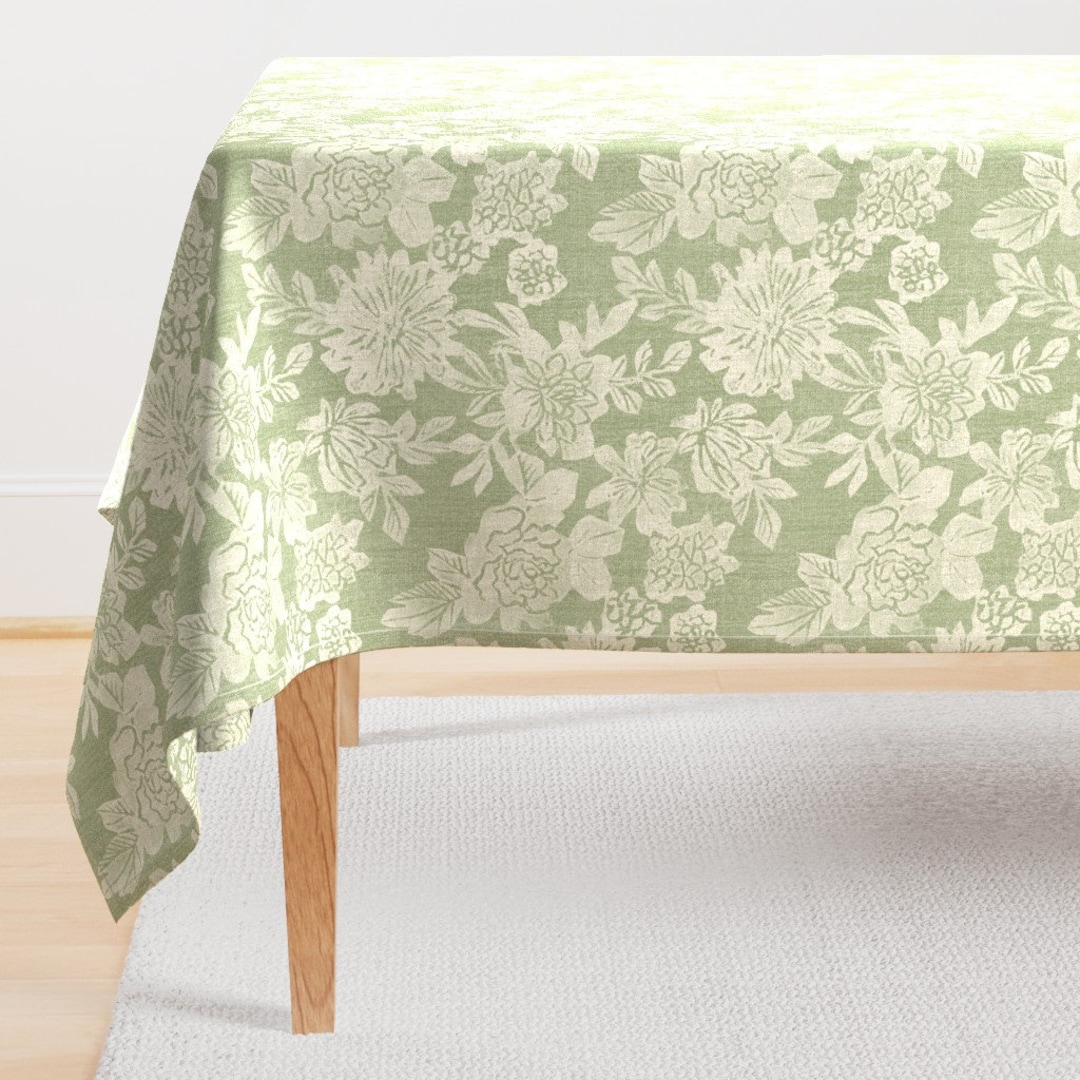 Sage Floral Tablecloth English Garden Chintz by Apostrofodesign Chintz ...