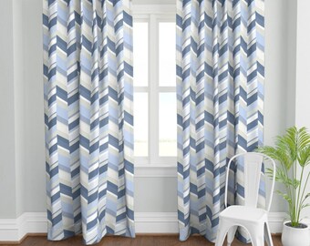 Blue Chevron Curtain | Etsy