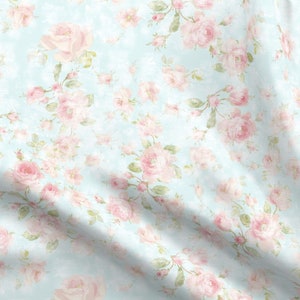 Romantic Rose Sheets June Roses Aqua by Lilyoake Shabby Chic Retro 90s ...