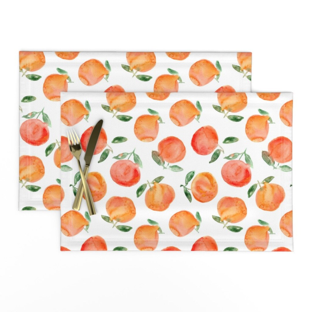 Summer Fruit Placemats set of 2 Watercolor Oranges Larger by ...