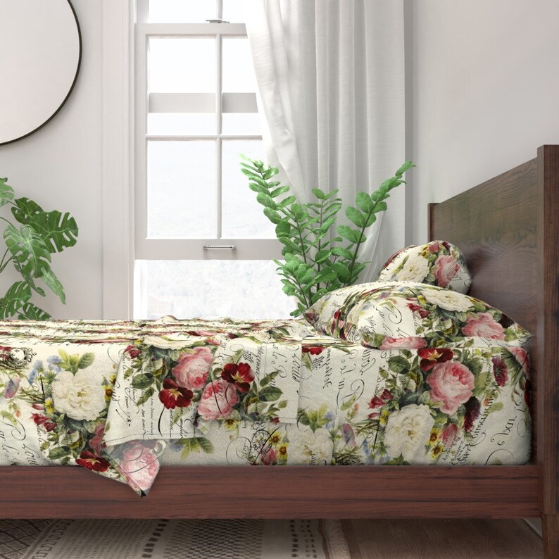 Vintage Roses Sheets Rosey Document by Peagreengirl Shabby - Etsy