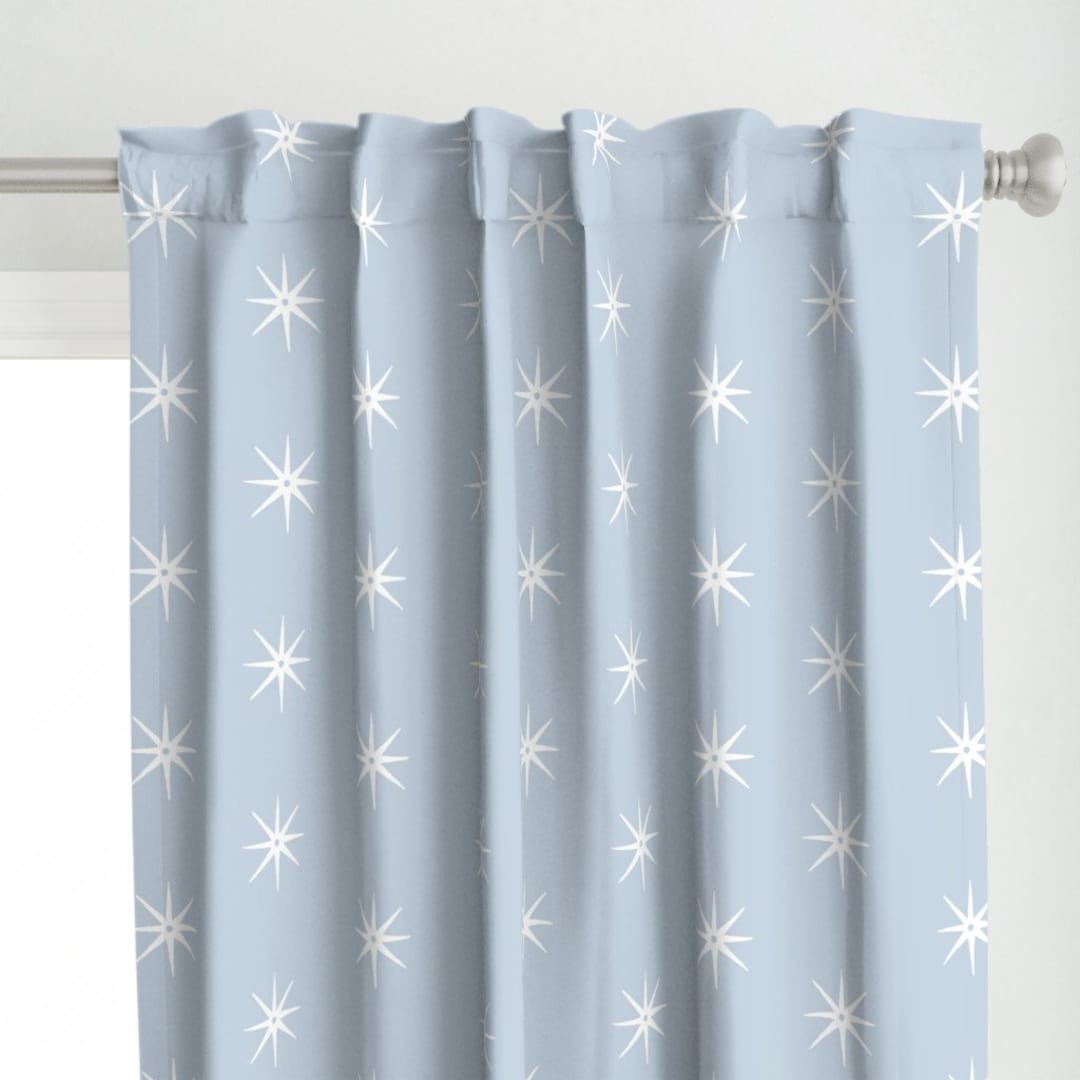 Preppy Star Curtain Panel - Blue White Grandmillennial Baby Blue Spring ...