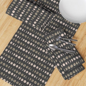Lunar Table Runner Moon Phase Stripes Charcoal by - Etsy