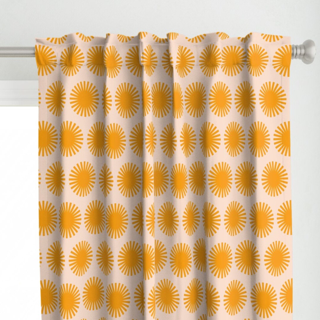Summer Sun Curtain Panel - Minimal Retro Sun by Dominique_vari - Orange ...
