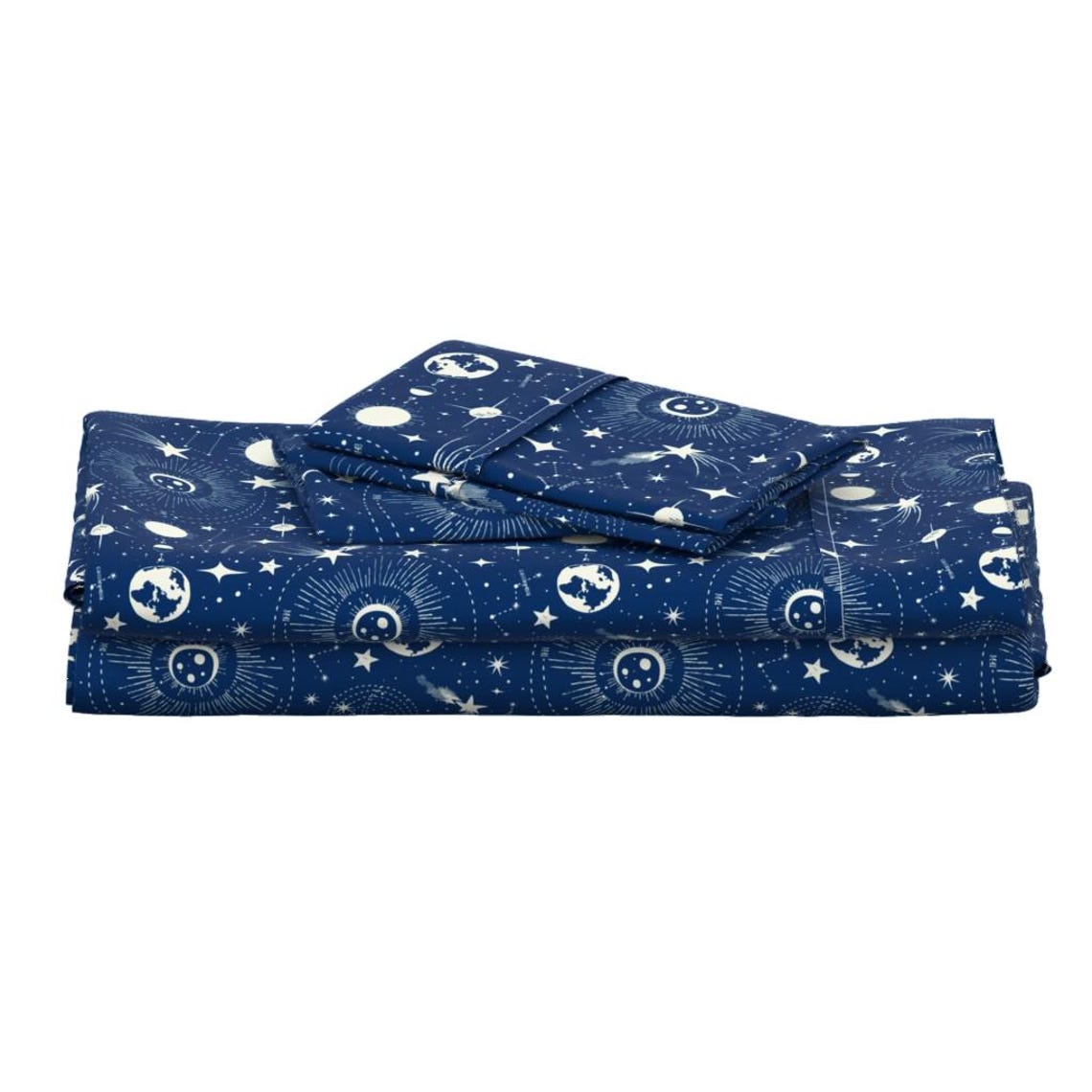 Constellations Sheets - Solar System Blue by Heatherdutton - Vintage ...