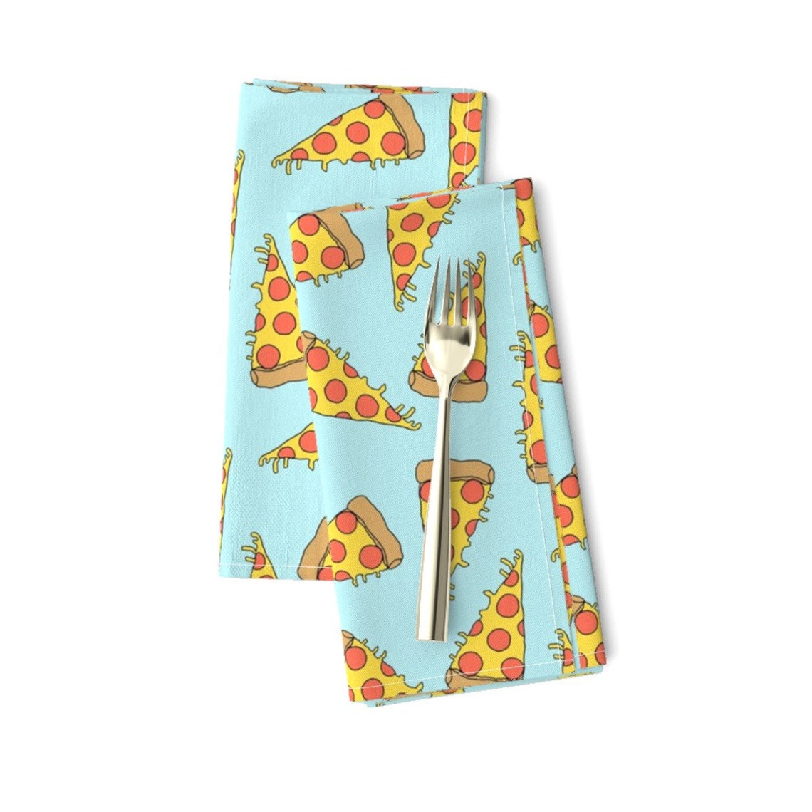 Pizza Party Dinner Napkins set of 2 Pizza on Light Blue by - Etsy