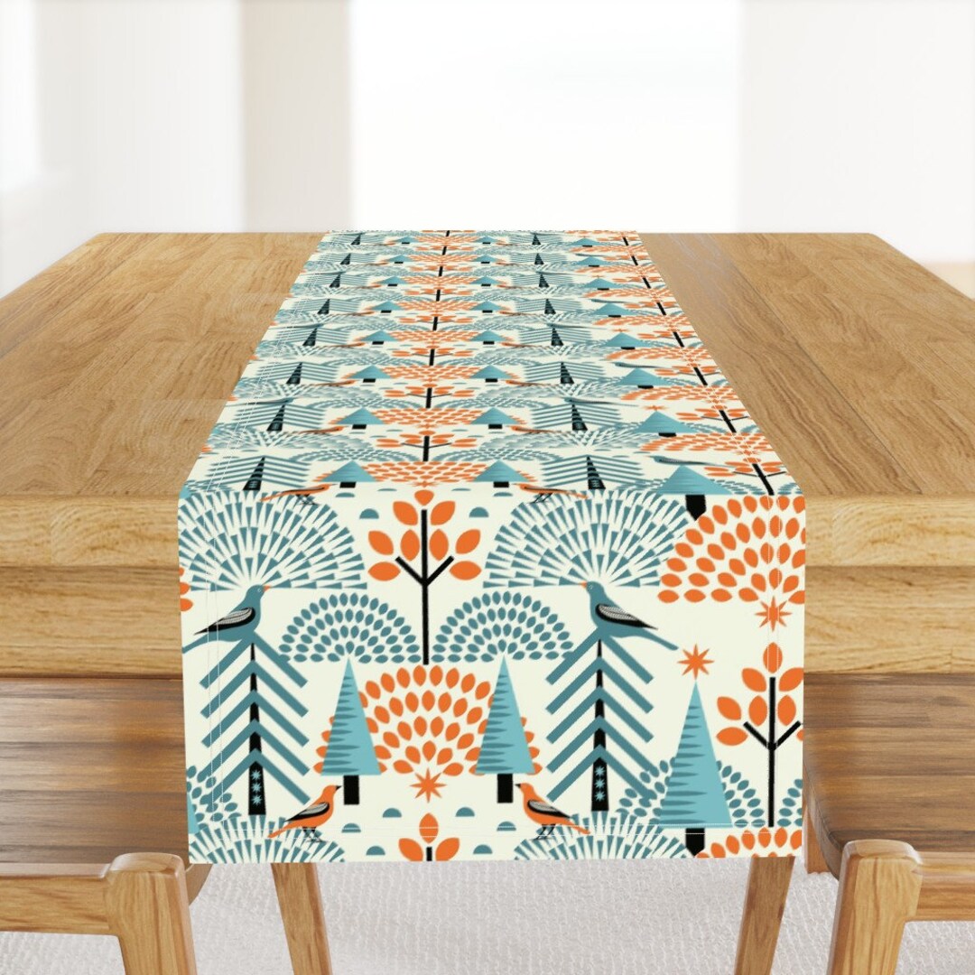 Birds Table Runner Scandi Bird Sanctuary Autumn by Wolflingblue Trees ...