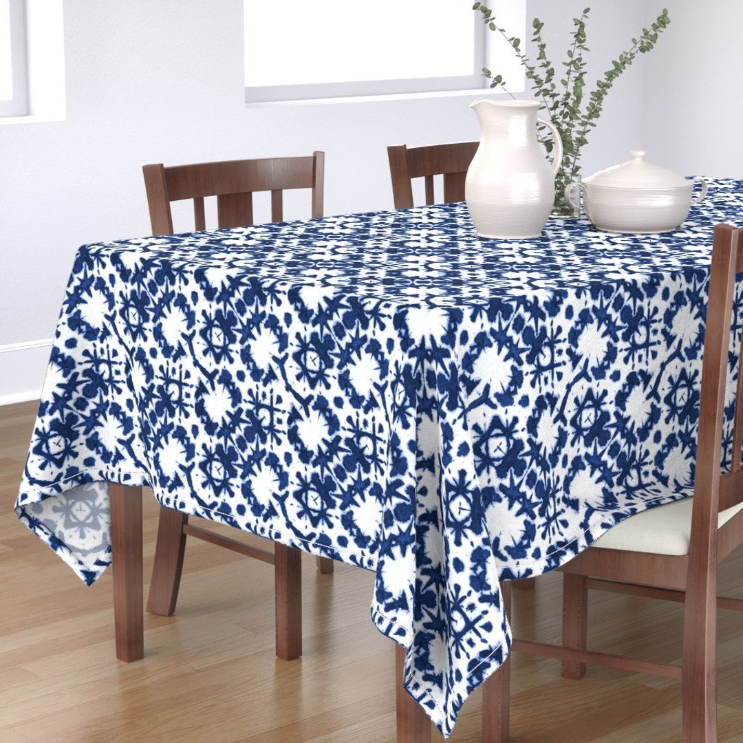 Batik Tablecloth Shibori Tic Tac Toe Indigo by Lilalunis - Etsy