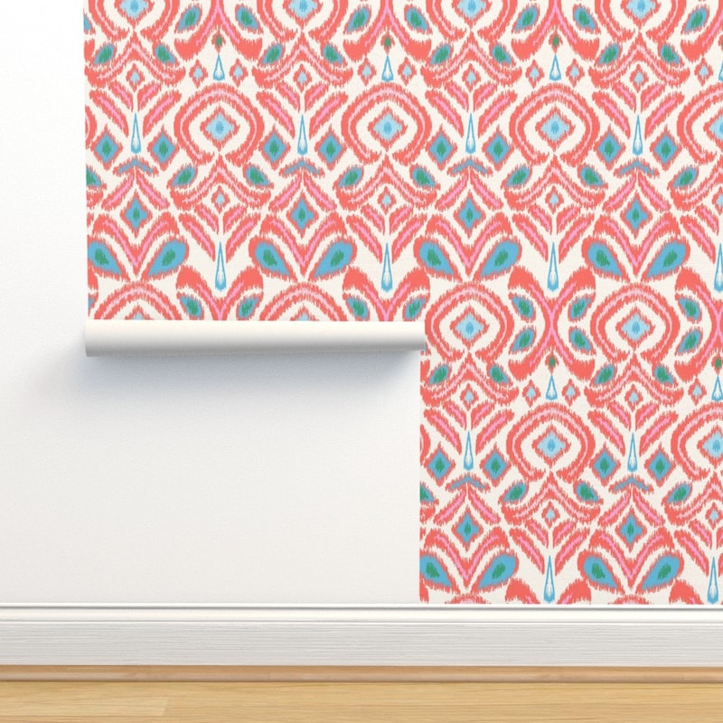 Ikat Wallpaper Pink - Etsy